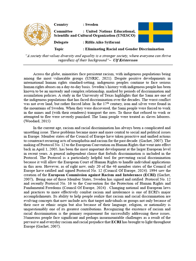 POSITION PAPER-UNESCO-SWEDEN | PDF | Gender Studies | Gender Equality