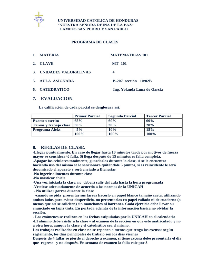 Silabo de Matematicas 2024 | PDF | Ecuaciones | Factorización