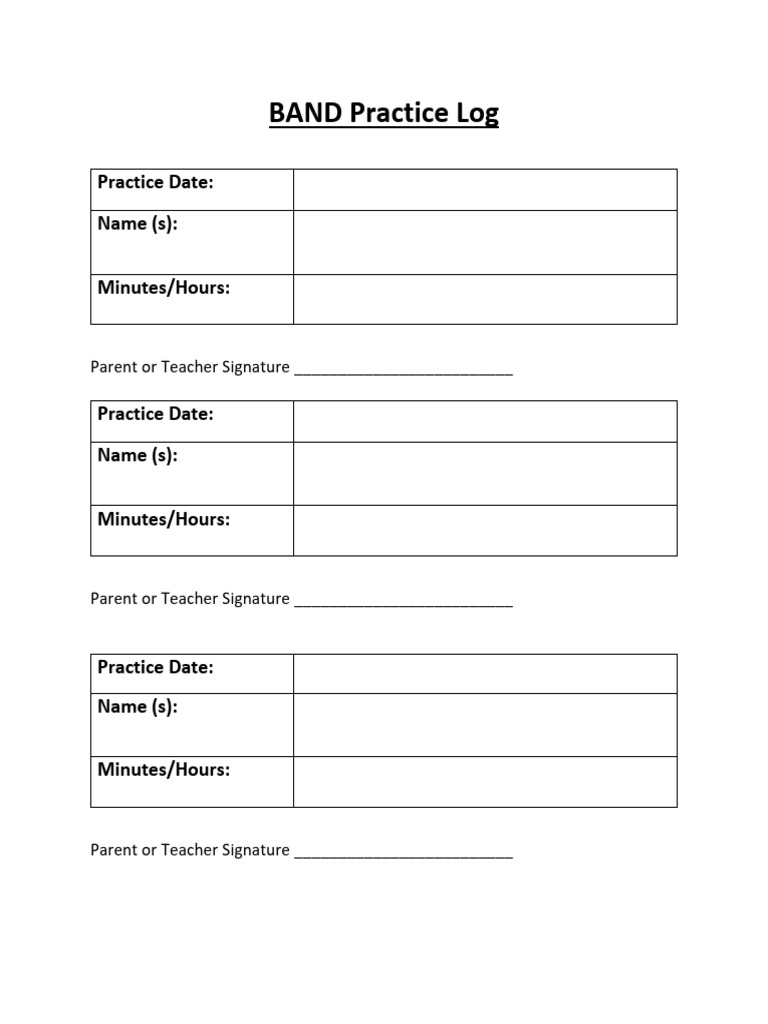 BAND Practice Log | PDF