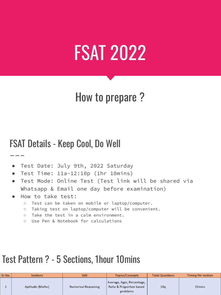 FSAT 2022 - How To Prepare (Dos & Donts) | PDF