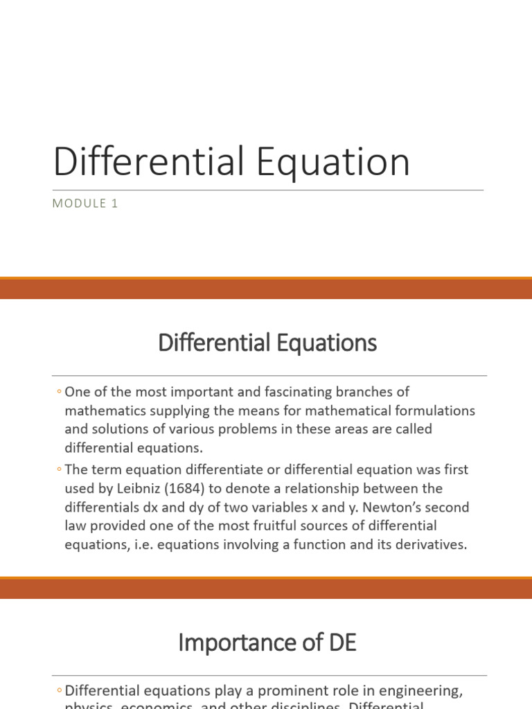 Differential Equation - Module 1 | PDF | Ordinary Differential Equation ...