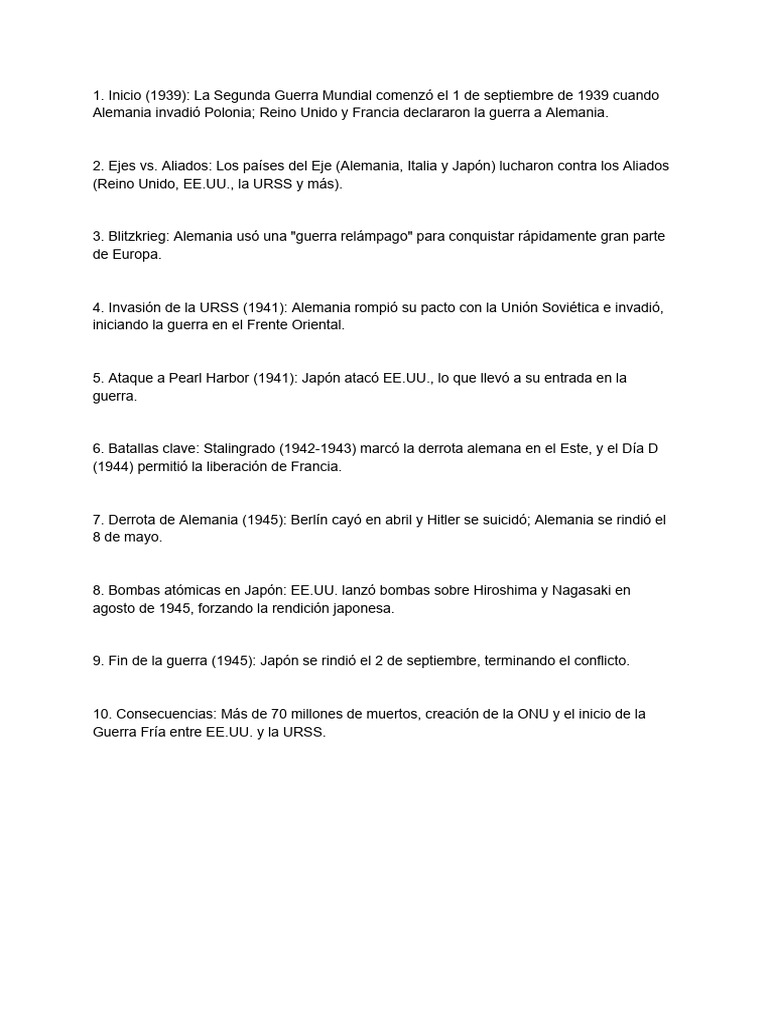 Resumen de la Segunda Guerra Mundial | PDF