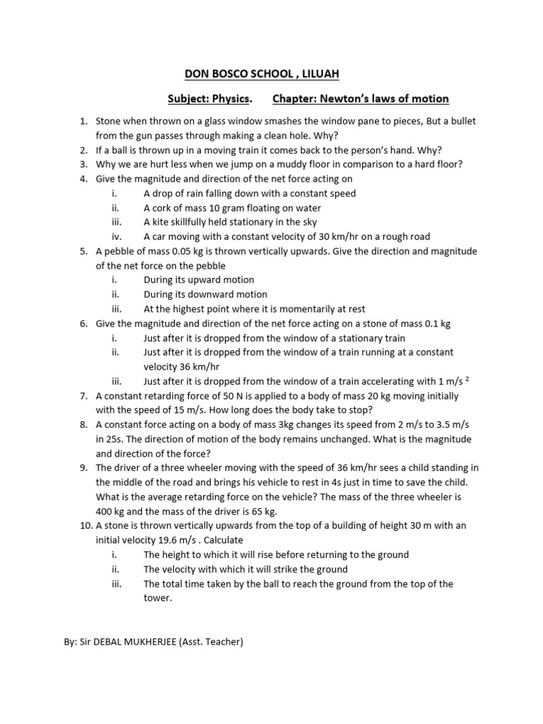 Laws of Motion Class 9 | PDF | Force | Mass