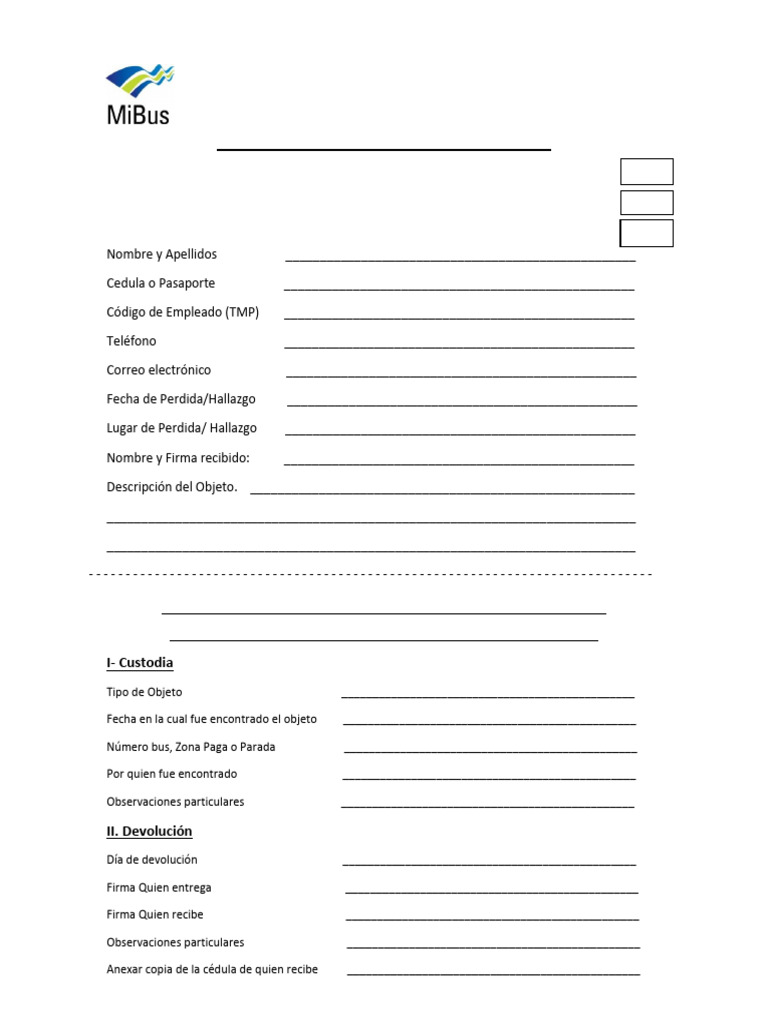 Formulario de Objetos Perdidos | PDF