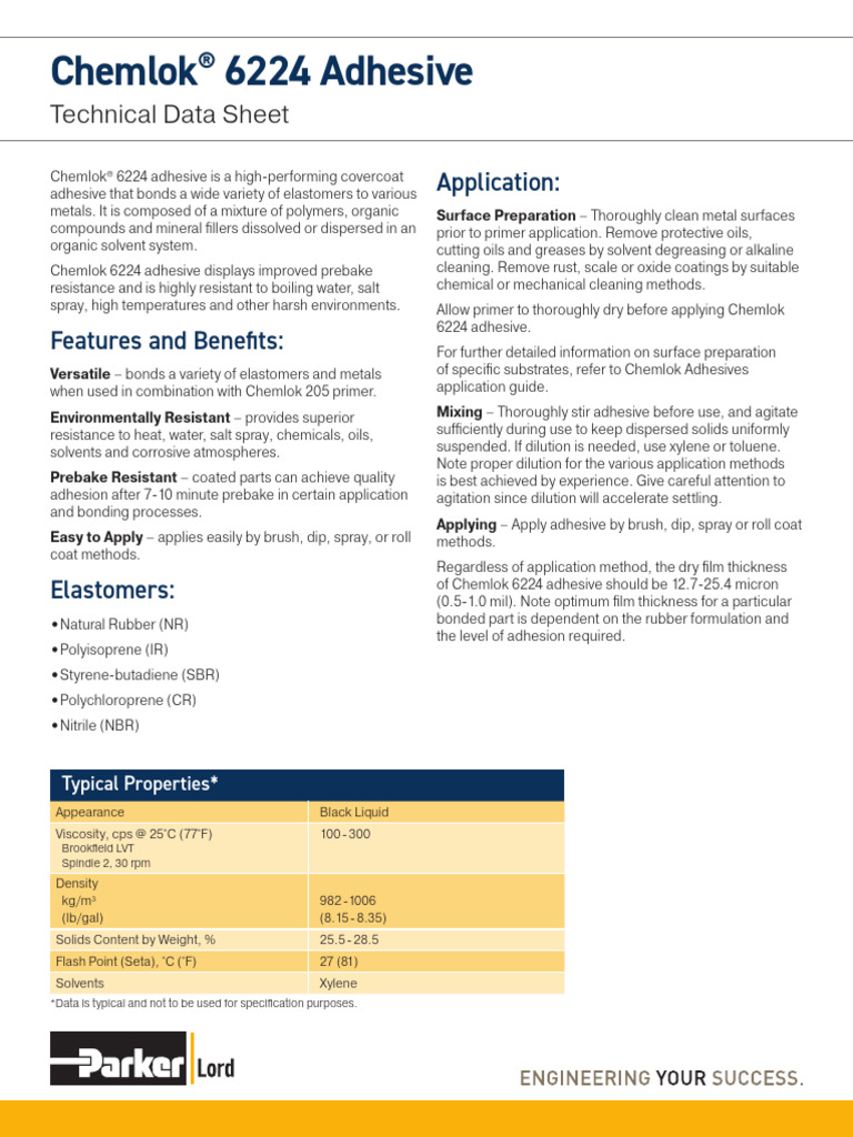 Chemlok 6224 Adhesive Overview | PDF | Adhesive | Chemistry