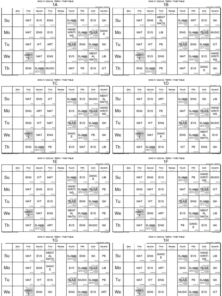 Class Timetable 2 | PDF