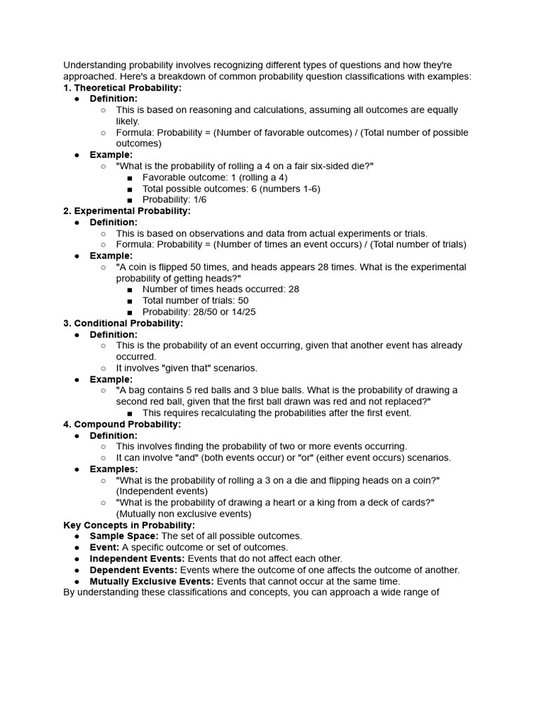Different Types and Classification of Probability .. | PDF | Probability | Statistical Theory