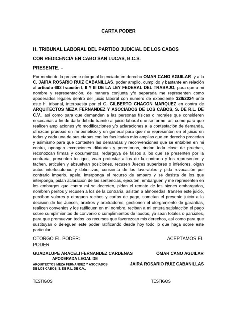 Carta Poder | PDF | Justicia | Crimen y violencia