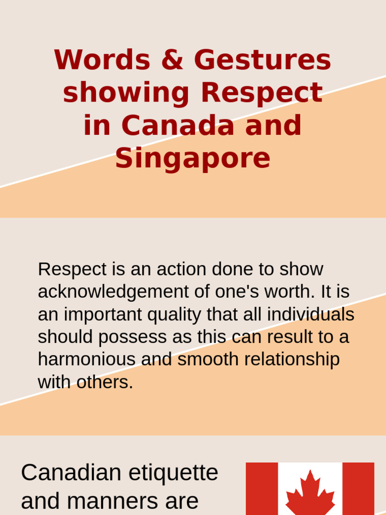 Words and Gesture Showing Respect in Canada and Singapore | PDF