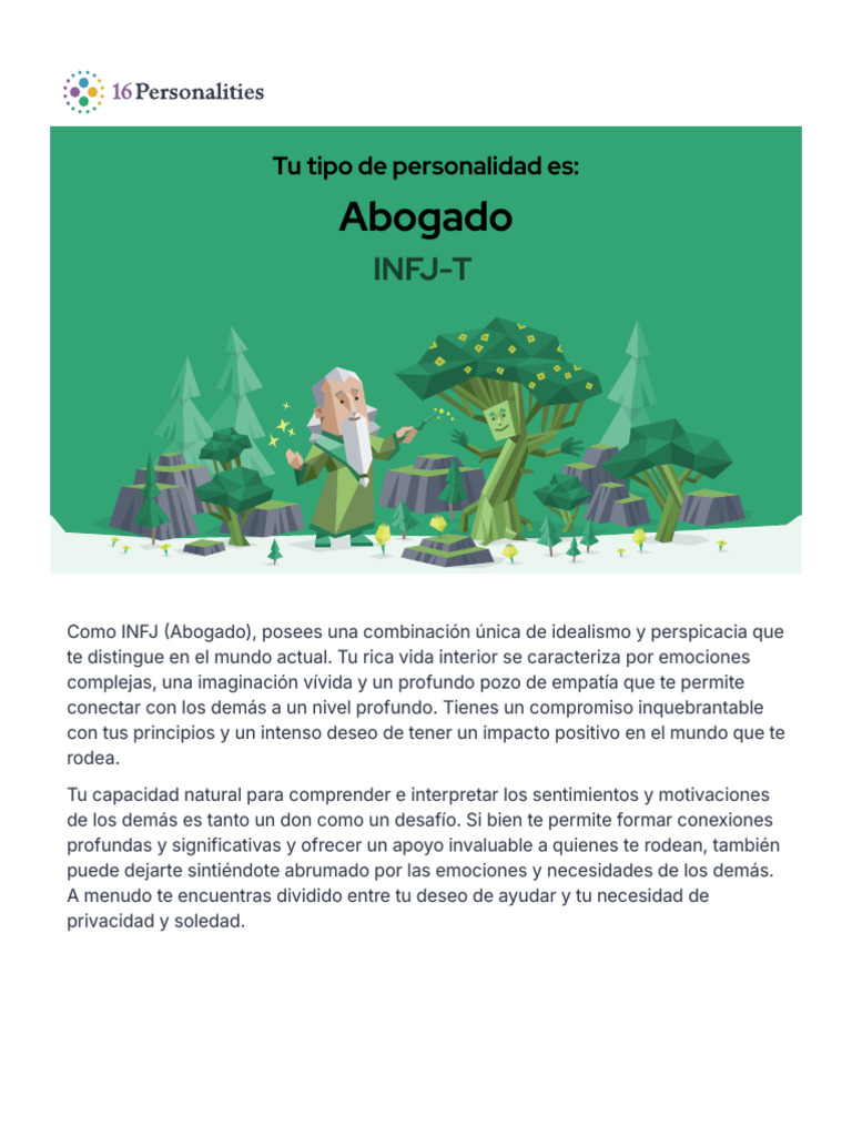 Personalidad INFJ (Abogado) - 16personalities | PDF | Las emociones ...