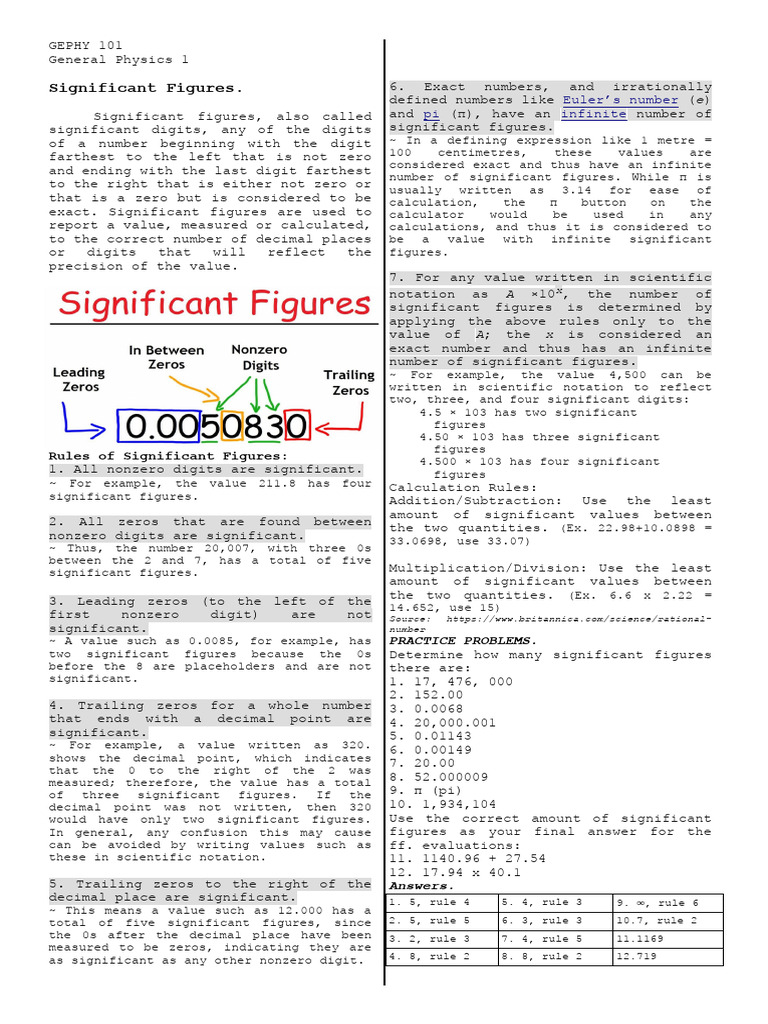 Significant Figures | PDF | Significant Figures | Numbers