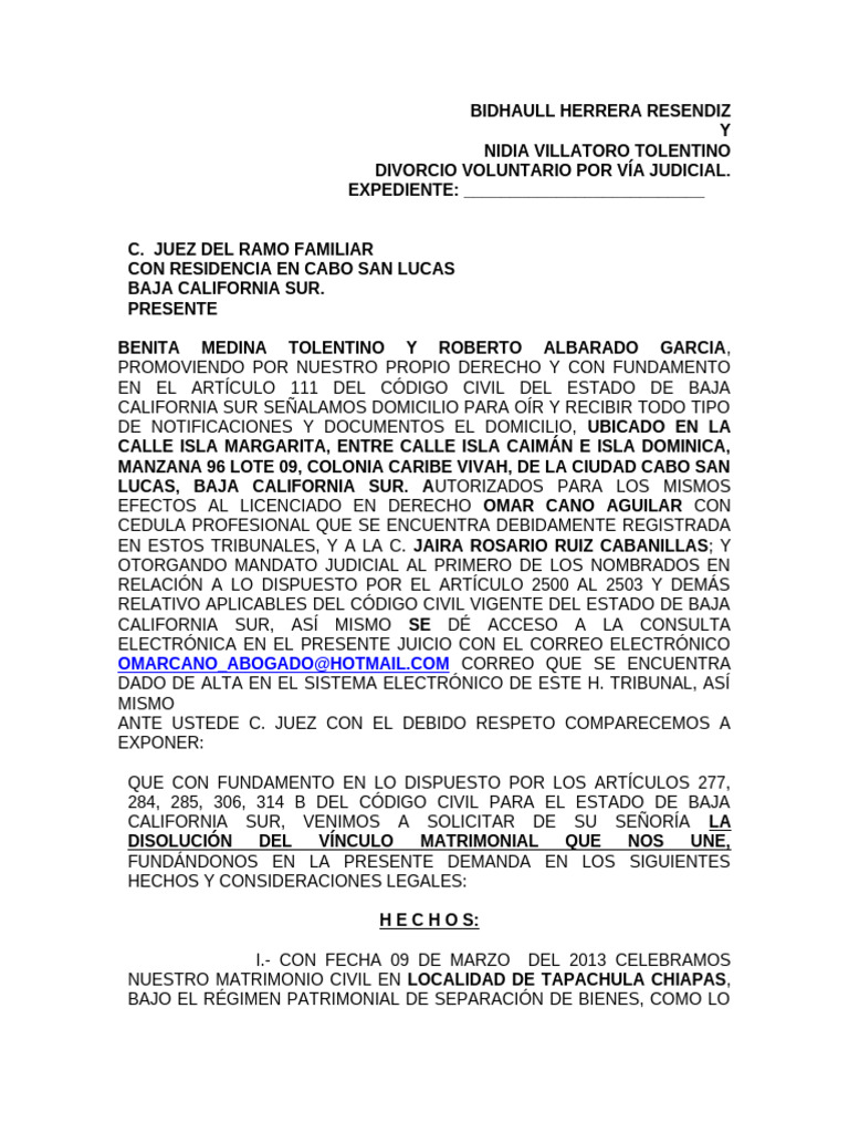 Divorcio Voluntario en Cabo San Lucas | PDF | Divorcio | Matrimonio