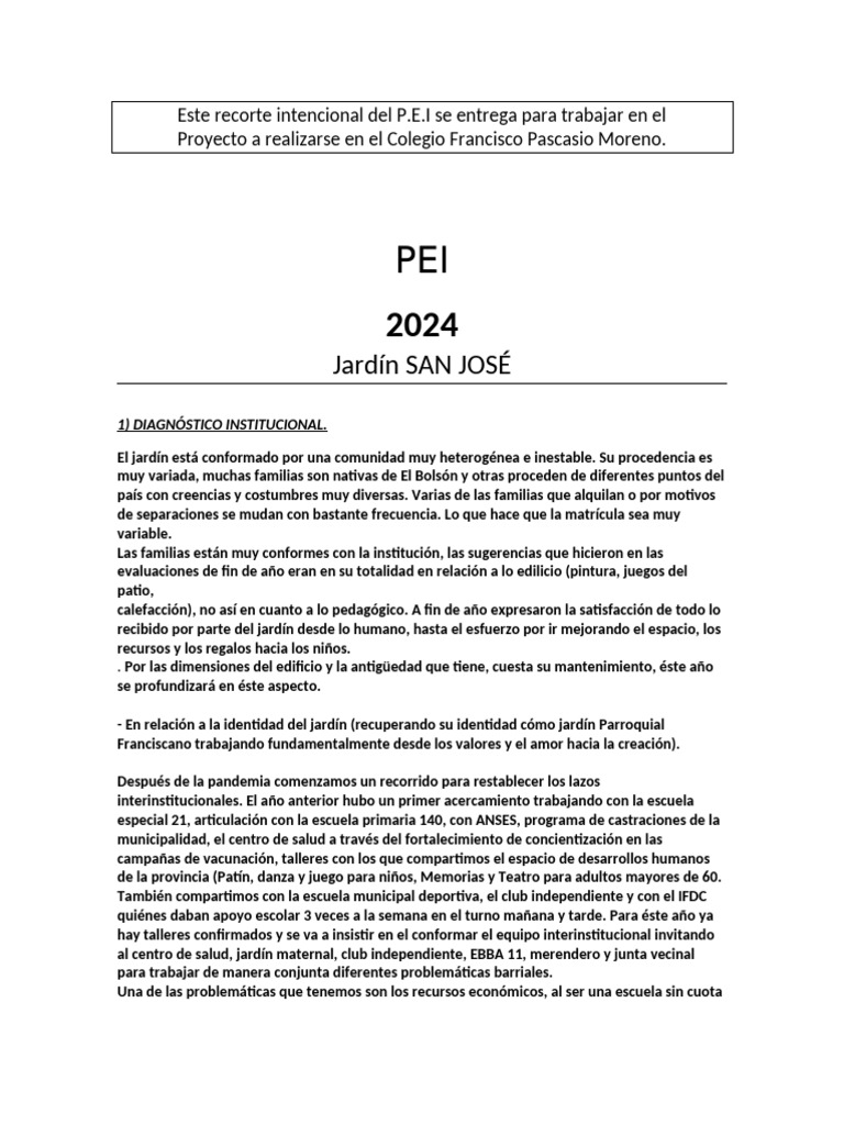 PEI San jos{E | PDF | Educación de la primera infancia