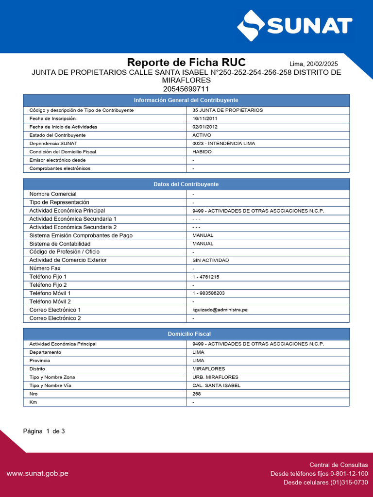 Ficha Ruc Santa Isabel | PDF