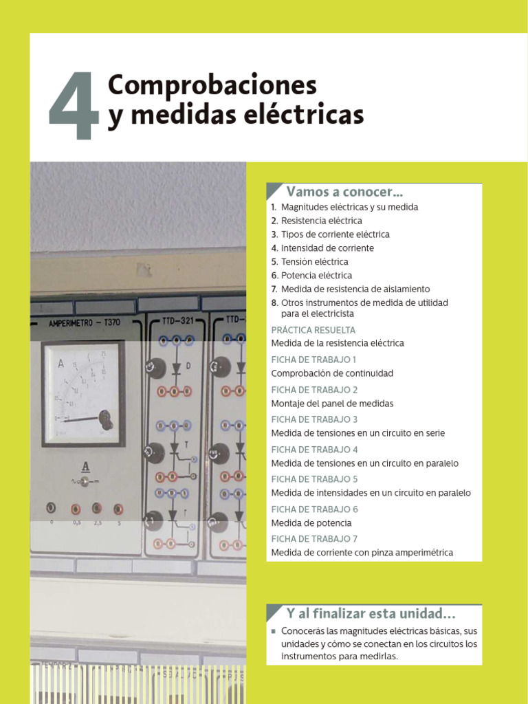 Tema 4 Comprobaciones y Medidas Eléctricas | PDF | Corriente eléctrica | Energia electrica