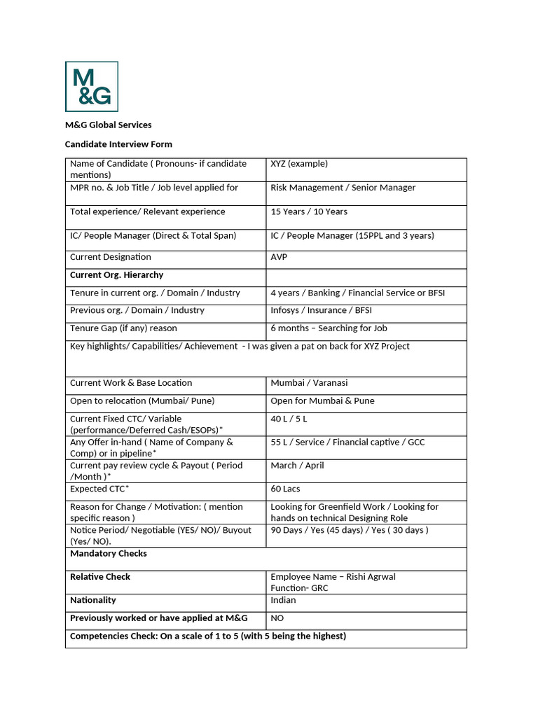 (CIF) Candidate Information Form | PDF | Organizational Behavior | Employee Relations