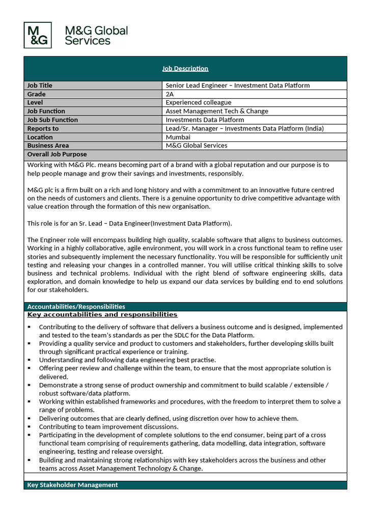 1-Job Description - 2A - Senior Lead Engineer - Investment Data ...