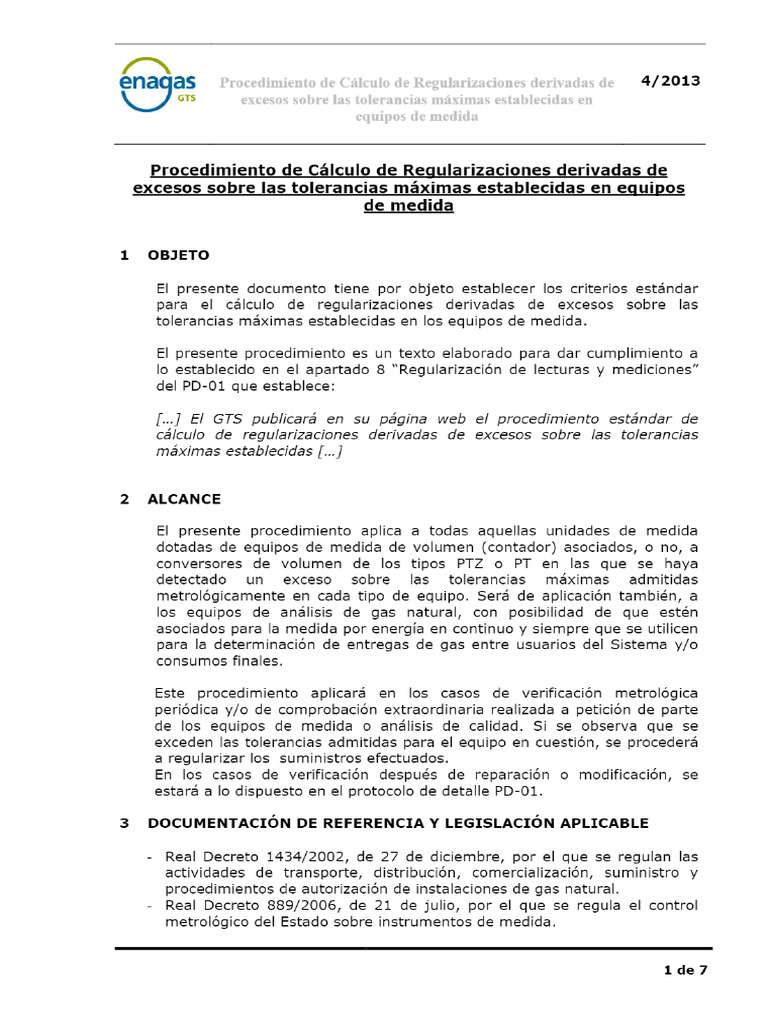 PROCEDIMIENTO REGULARIZACIÓN MEDICIONES PD-01 | PDF