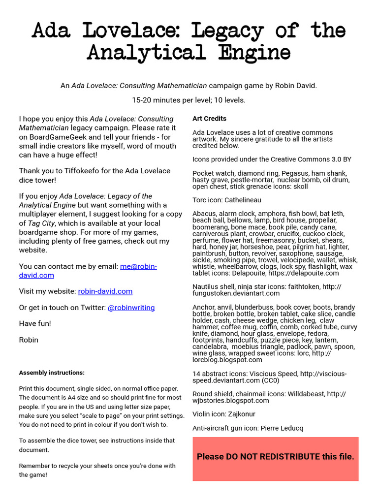 Ada Lovelace Legacy of the Analytical Engine (Low Colour) | PDF