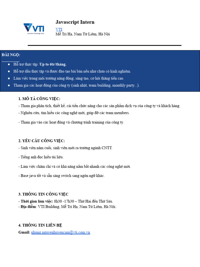 JD_ Intern Javascript_VTI | PDF