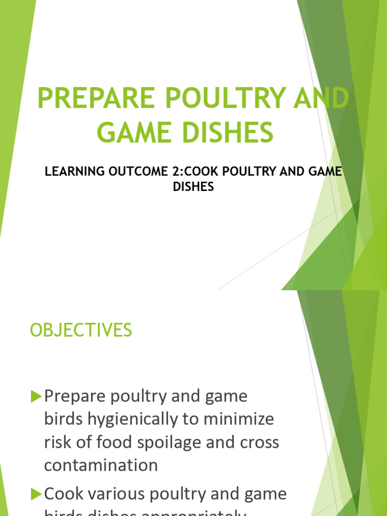 Lesson 2 - Cook Poultry and Game Dishes - Plate and Prepare Poultry and ...