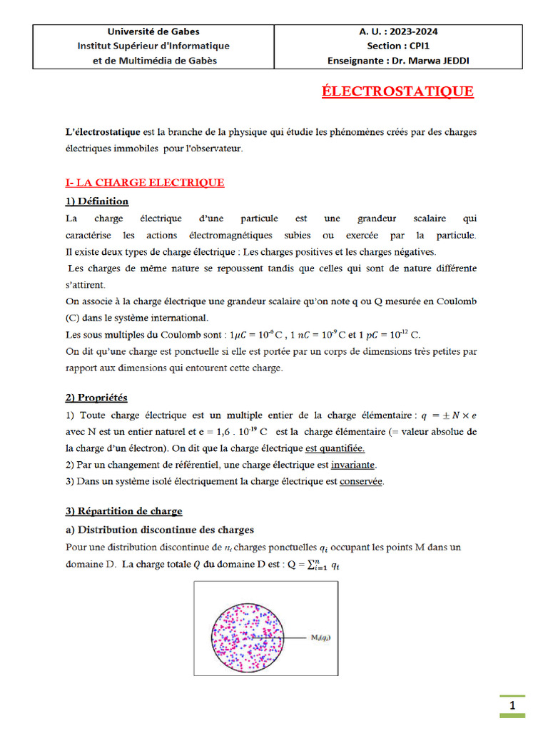 Cours 2 - Electrostatique Partie 1_biffé | PDF
