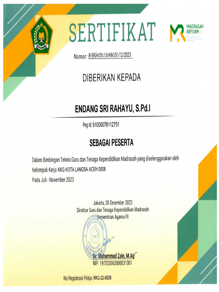 sertifikat KKG | PDF