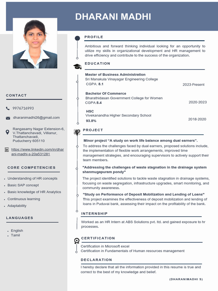Blue and Gray Simple Professional CV Resume | PDF | Business | Learning