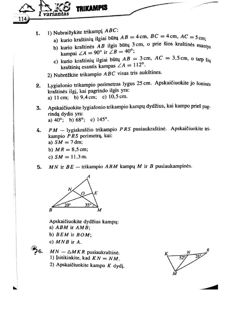 Trikampiai Bendra Teorija 7kl | PDF