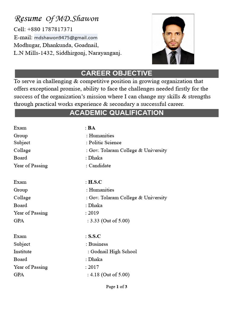 Md.Shawon CV | PDF