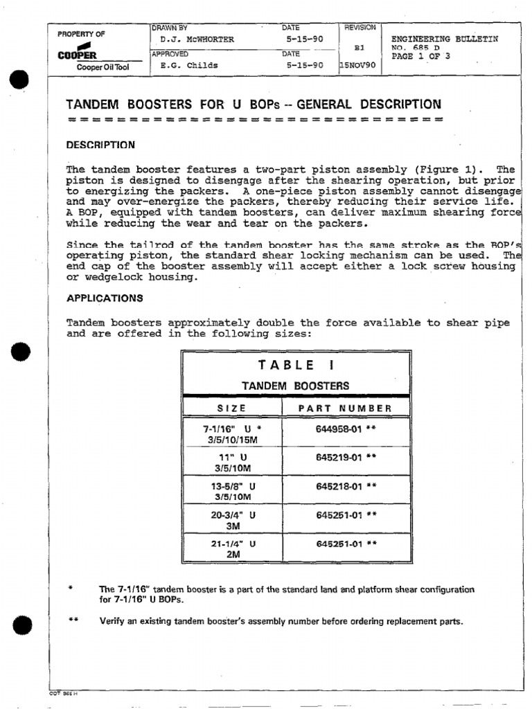 EB685D B1 Tandem Boosters For U BOPs - General Description | PDF