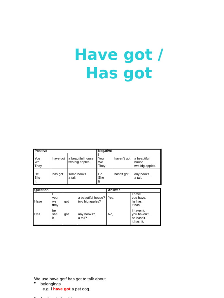 01 Have Has Got | PDF