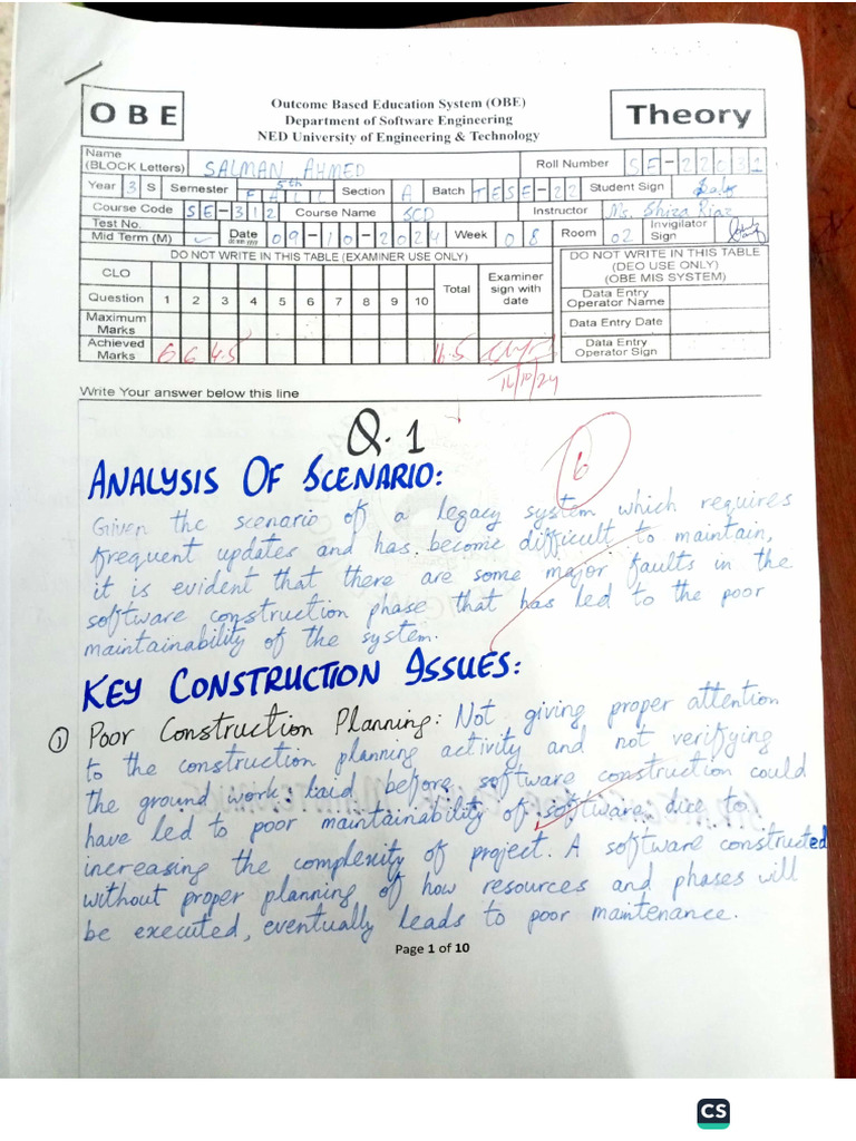 SCD Mid Solution (By Salman Ahmed) | PDF