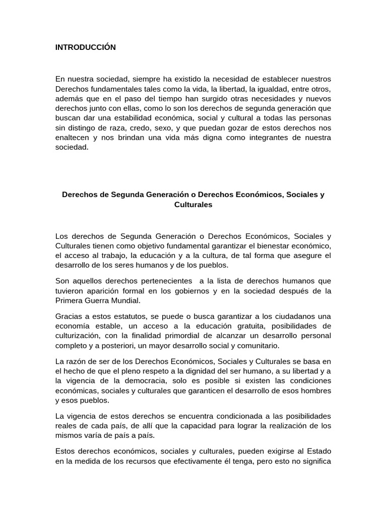 Derechos de Segunda Generación (Corrección) | PDF | Igualdad social ...