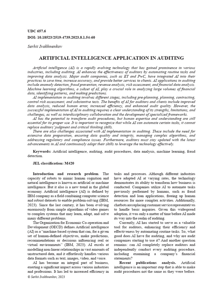 Artificial Intelligence Application in Auditing | PDF | Artificial Intelligence | Intelligence ...