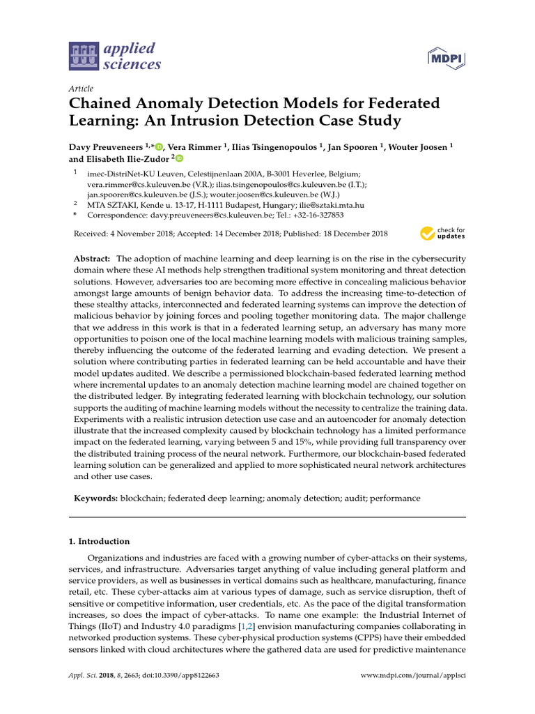 Chained Anomaly Detection Models for Federated Lea | PDF | Machine Learning | Deep Learning