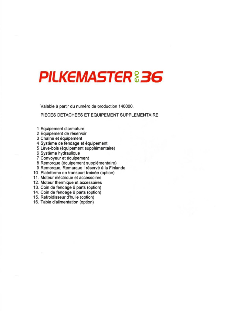 Équipements et pièces détachées Pilkemaster | PDF | Machine | Pièces de ...