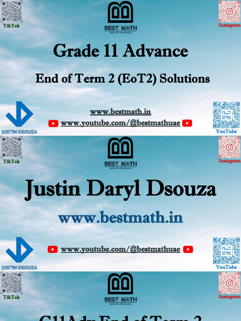 G11Adv EoT2 2024-25 Solutions Best Math | PDF