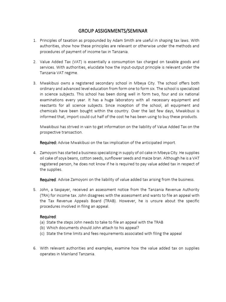GROUP ASSIGNMENTS Tax | PDF | Taxes | Value Added Tax