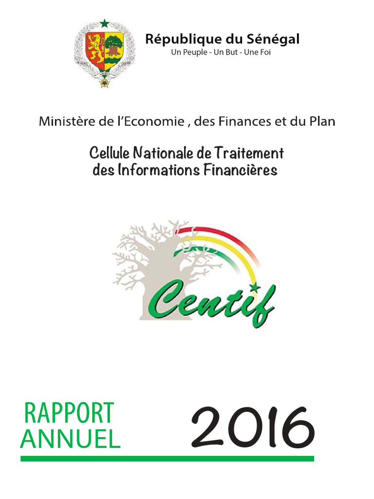 Rapport CENTIF Sénégal 2016 | PDF | Blanchiment d'argent