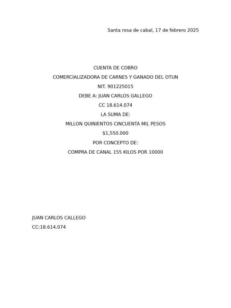 Cuenta de Cobro | PDF