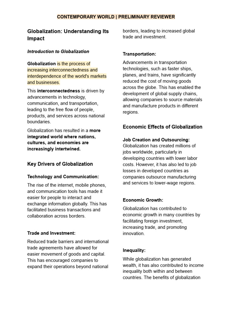 Globalization: Impact and Insights | PDF | Globalization | Economies