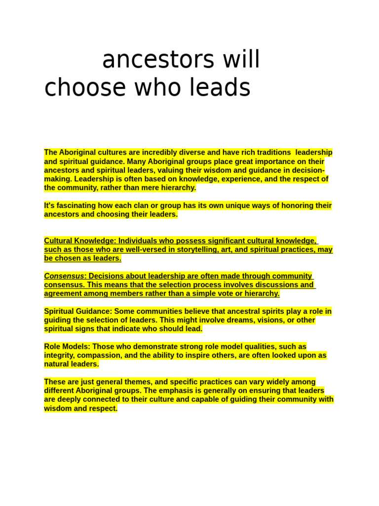 Aboriginal Leadership and Ancestor Influence | PDF
