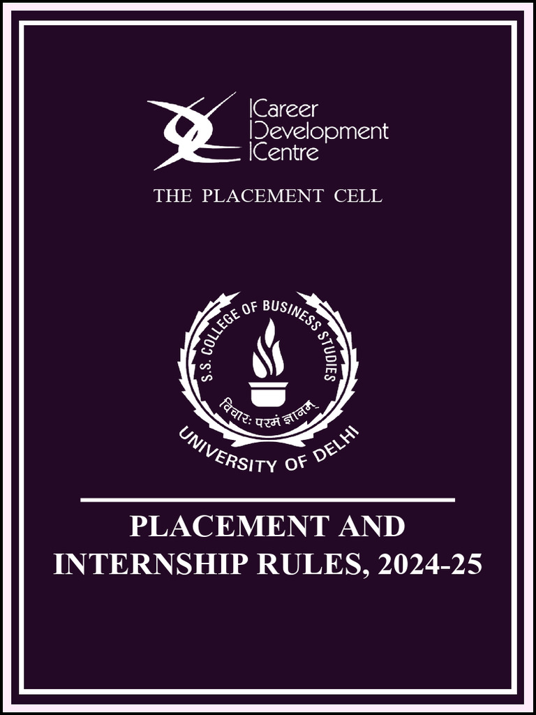 SSCBS Placement and Internship Rules 2024-25 | PDF | Internship | Job Hunting