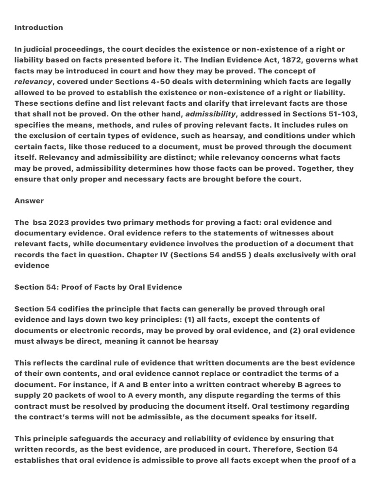 Understanding Oral Evidence in Indian Law | PDF | Evidence (Law) | Hearsay