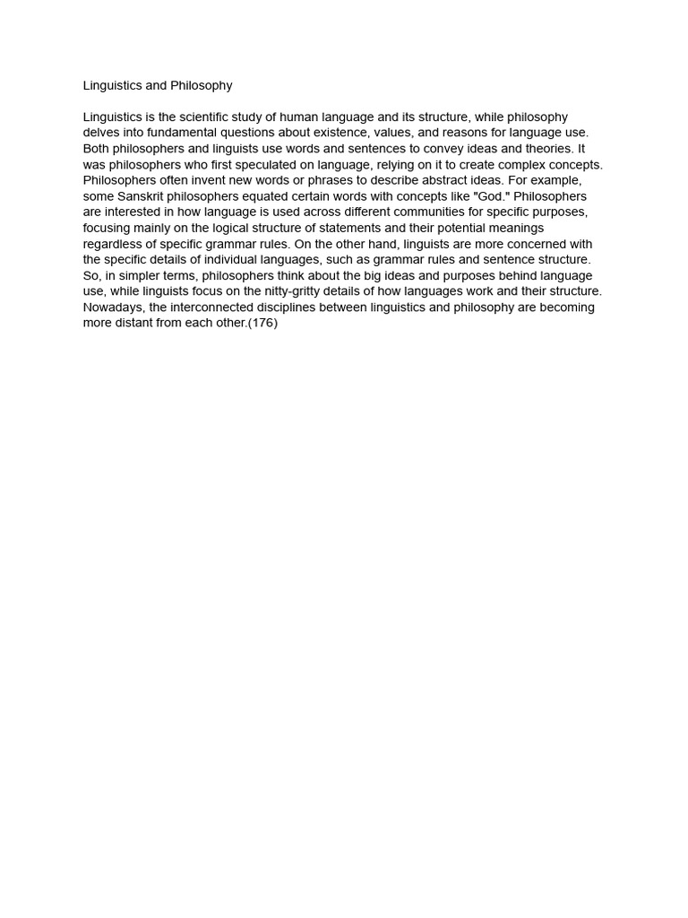 Linguistics vs. Philosophy of Language | PDF