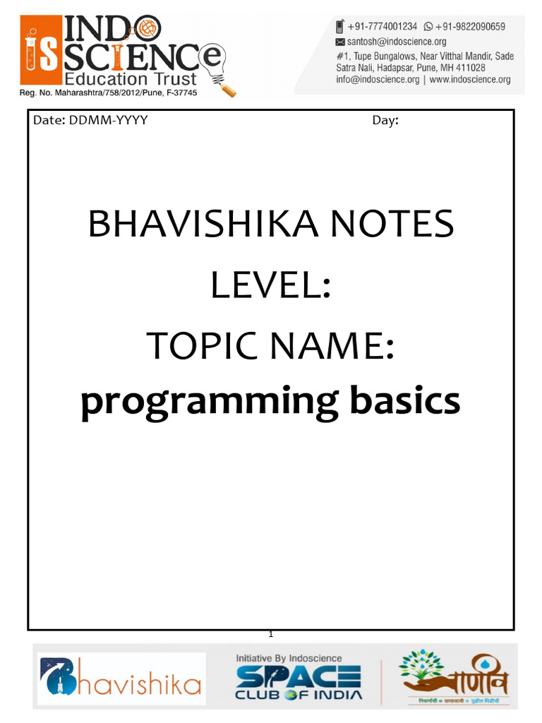 BHAVISHIKA - STD - LEVEL-1 - Programming Basics | PDF | Arduino | Computer Programming