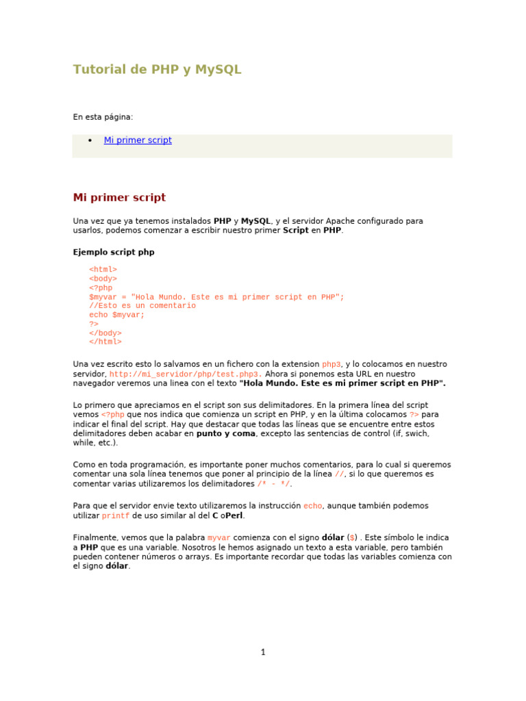 Tutorial de PHP y Mysql Conexion | PDF | SQL | Php