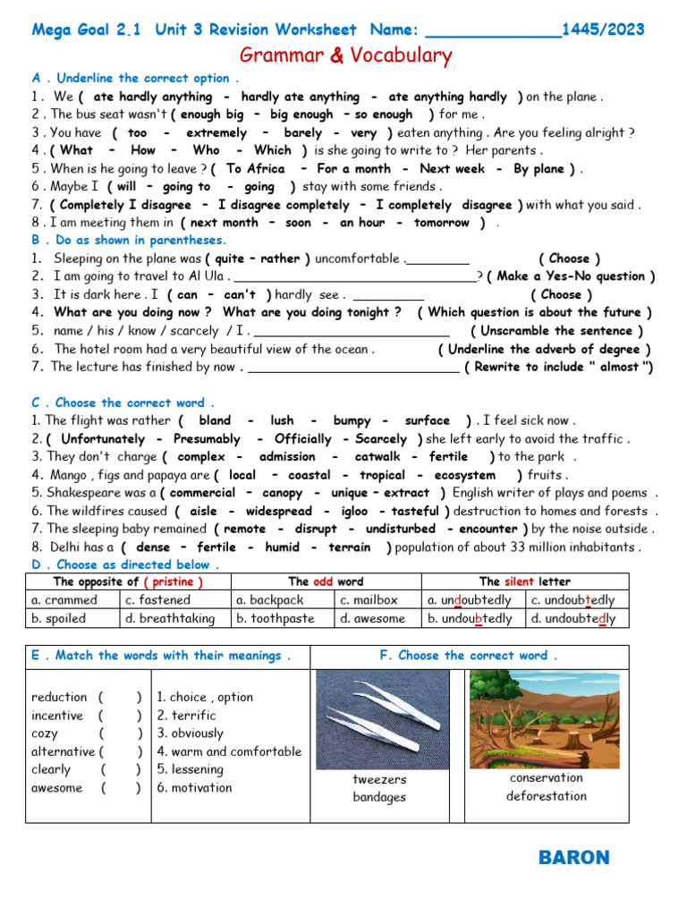 MG-2.1 UNIT 3 Revision Worksheet | PDF | Biogeography | Ecology