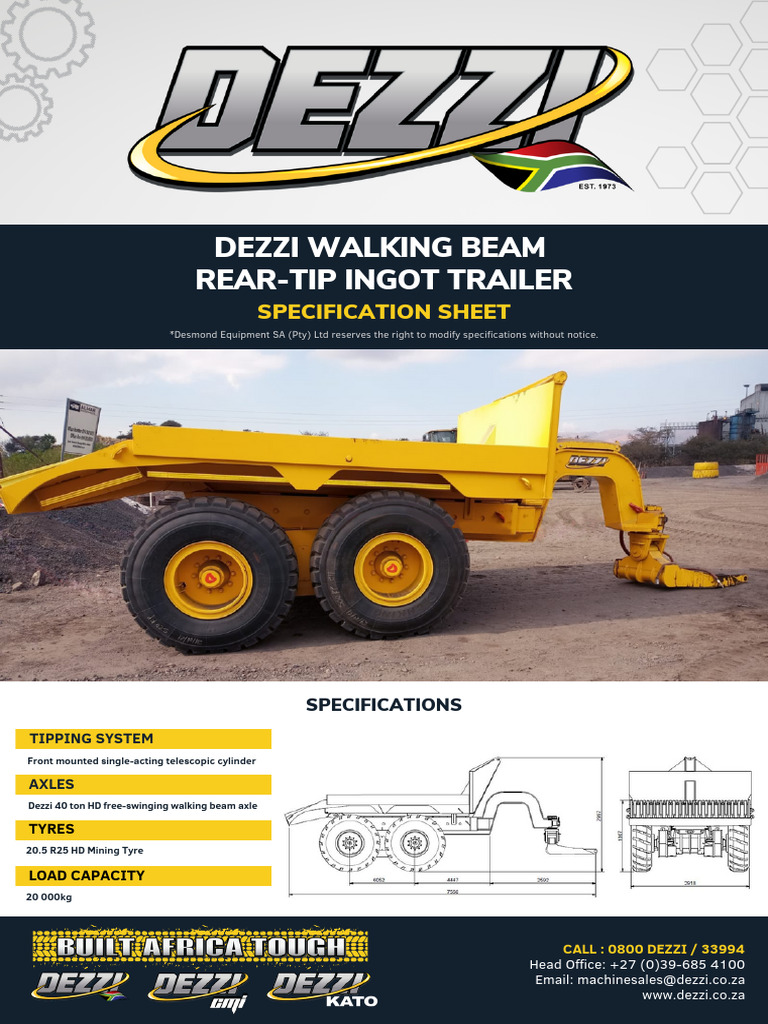 Dezzi Walking Beam Ingot Trailer Specs | PDF